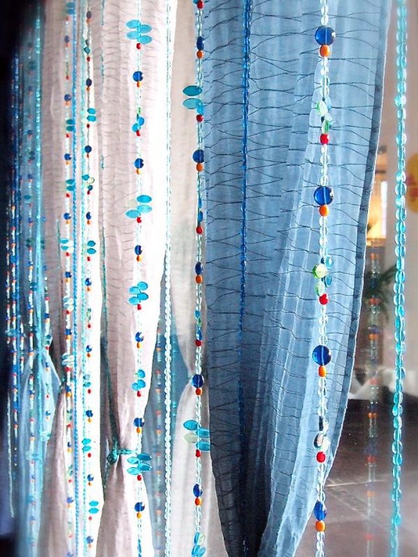 Moroccan Blue Bead Curtain - Restaurant Interior Design Room Divider