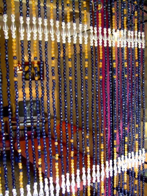 Beads Curtains for Living Room - Champagne Blue White Beaded Curtain