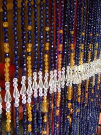 Beads Curtains for Living Room - Champagne Blue White Beaded Curtain