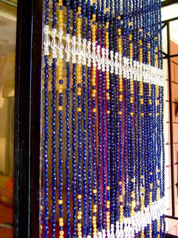 Beads Curtains for Living Room - Champagne Blue White Beaded Curtain