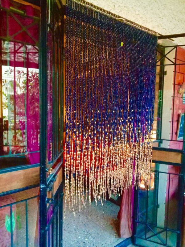 Buy Beaded Curtain Room Partition - San Francisco Blue Gold Ombre ...