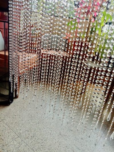 Beaded Room Divider - Hexagonal Acrylic Crystal Gold Ring