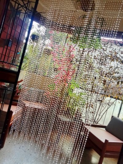 Beaded Room Divider - Hexagonal Acrylic Crystal Gold Ring