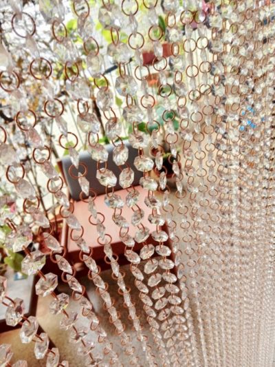 Beaded Room Divider - Hexagonal Acrylic Crystal Gold Ring