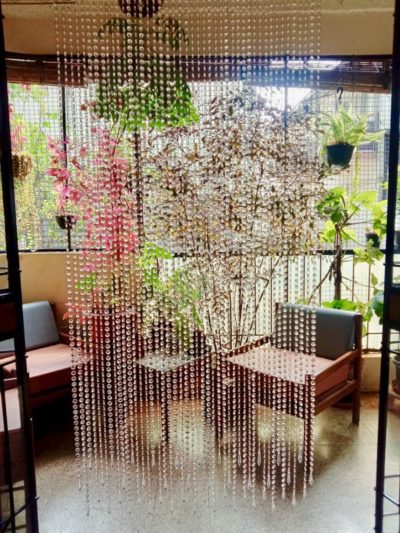 Beaded Room Divider - Hexagonal Acrylic Crystal Gold Ring