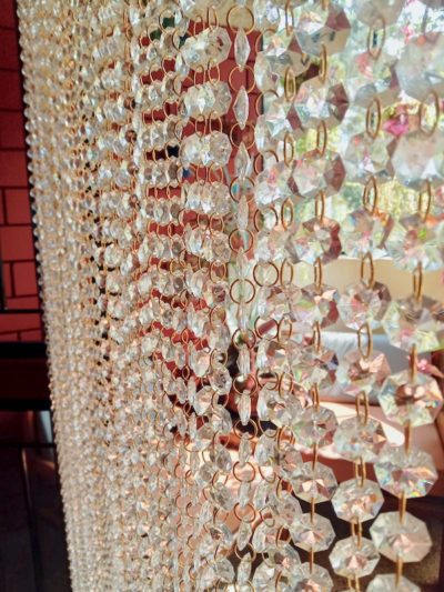 Beaded Room Divider - Hexagonal Acrylic Crystal Gold Ring